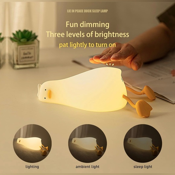 Accents | Nwt Lying Flat Duck Night Light Led Squishy Duck Lamp | Poshmark